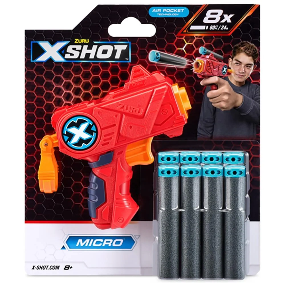 X-SHOT PISTOLET EXCEL SZYBKIE STRZAŁY MICRO BROŃ SUPER ZABAWKA +8x ...